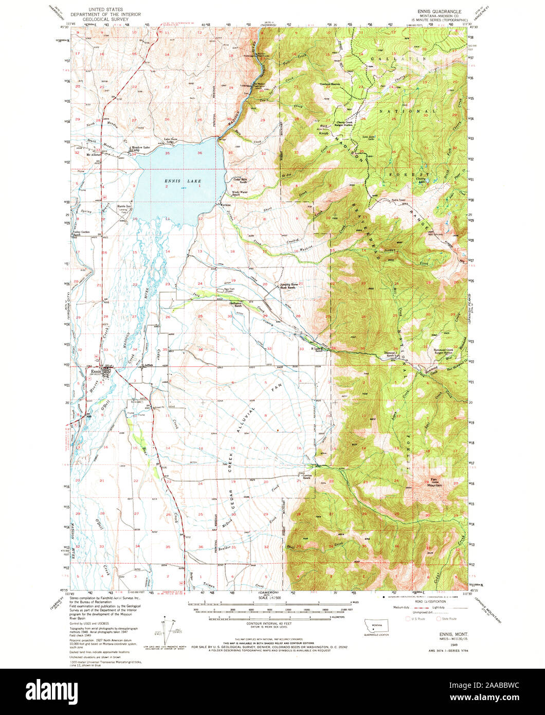 Map of ennis montana hi-res stock photography and images - Alamy