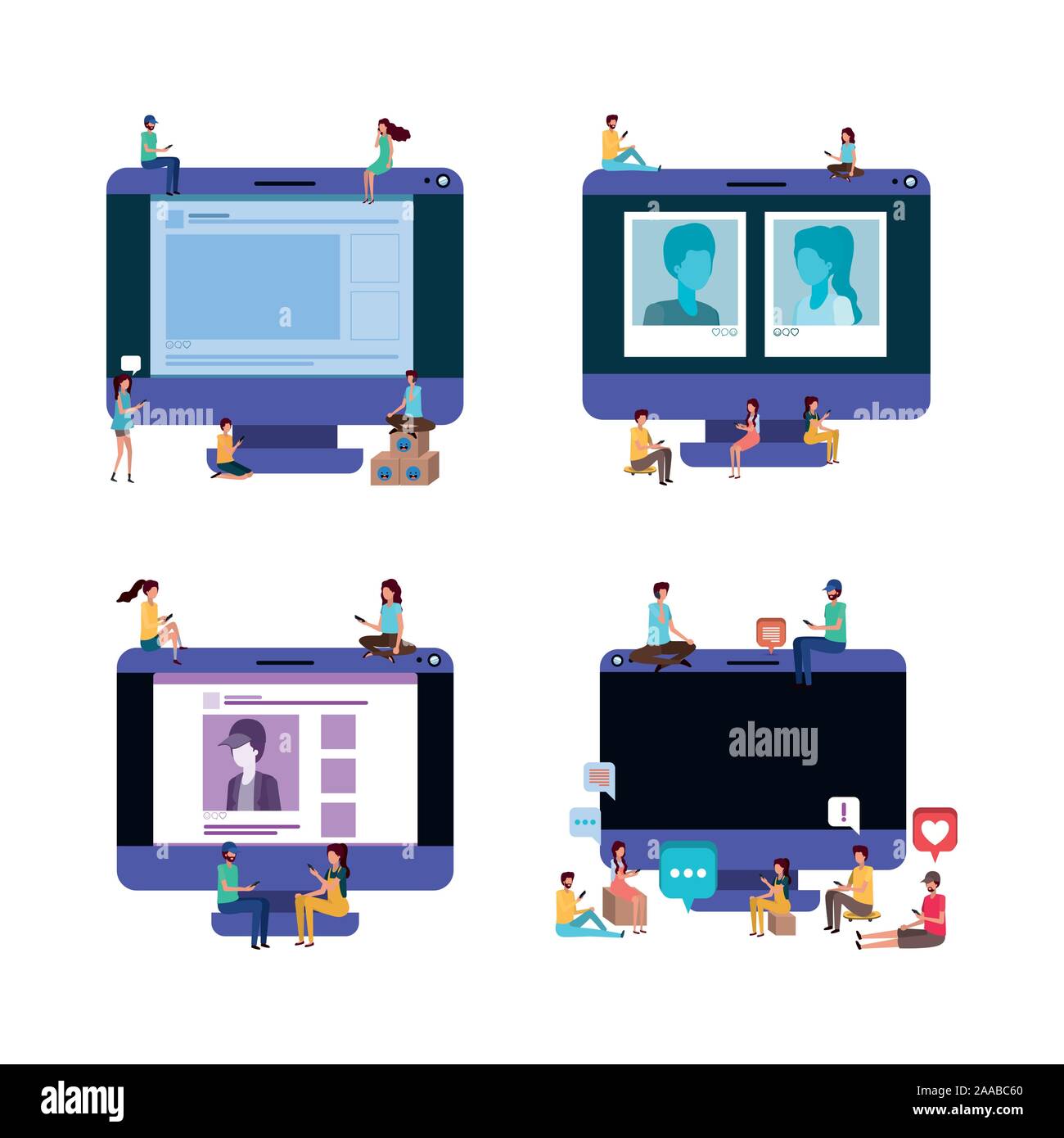 Digital technology and social media icon set vector design Stock Vector ...