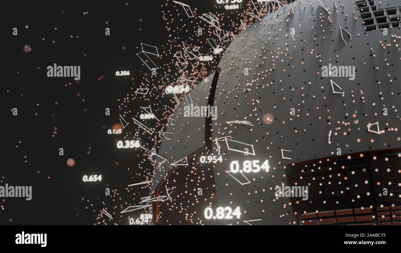 Connection Lines and Dots Around Digital Abstract Cyber PCB Sphere ...