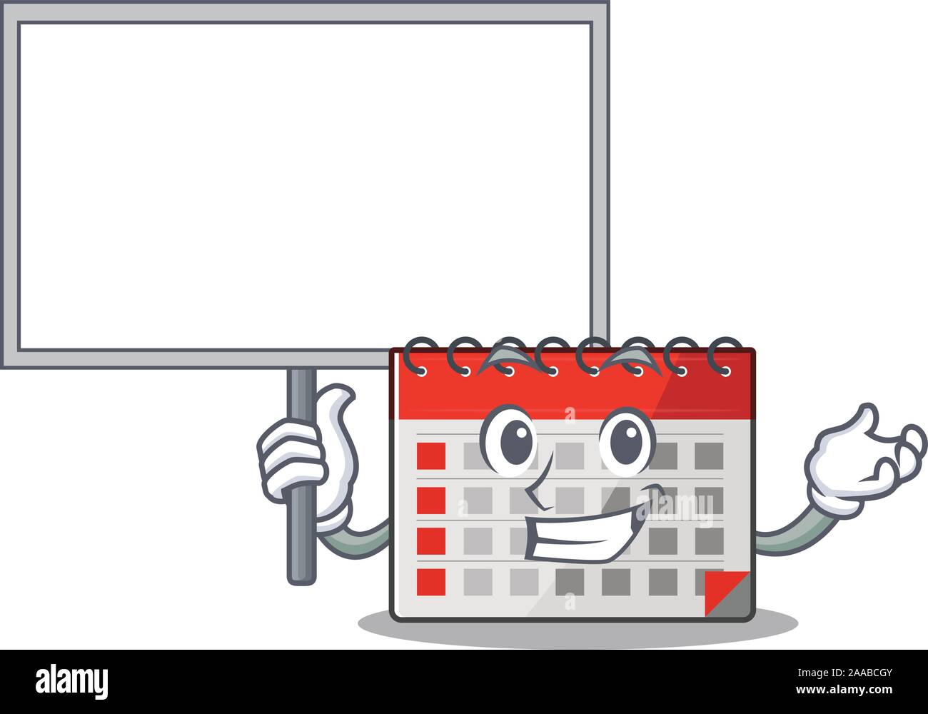 Calendar cartoon with in bring board happy character Stock Vector Image ...