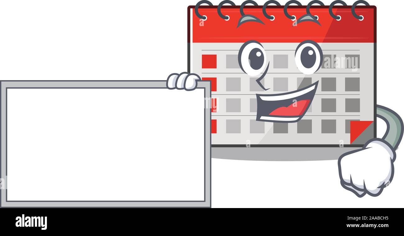 Calendar cartoon with in with board happy character Stock Vector Image ...