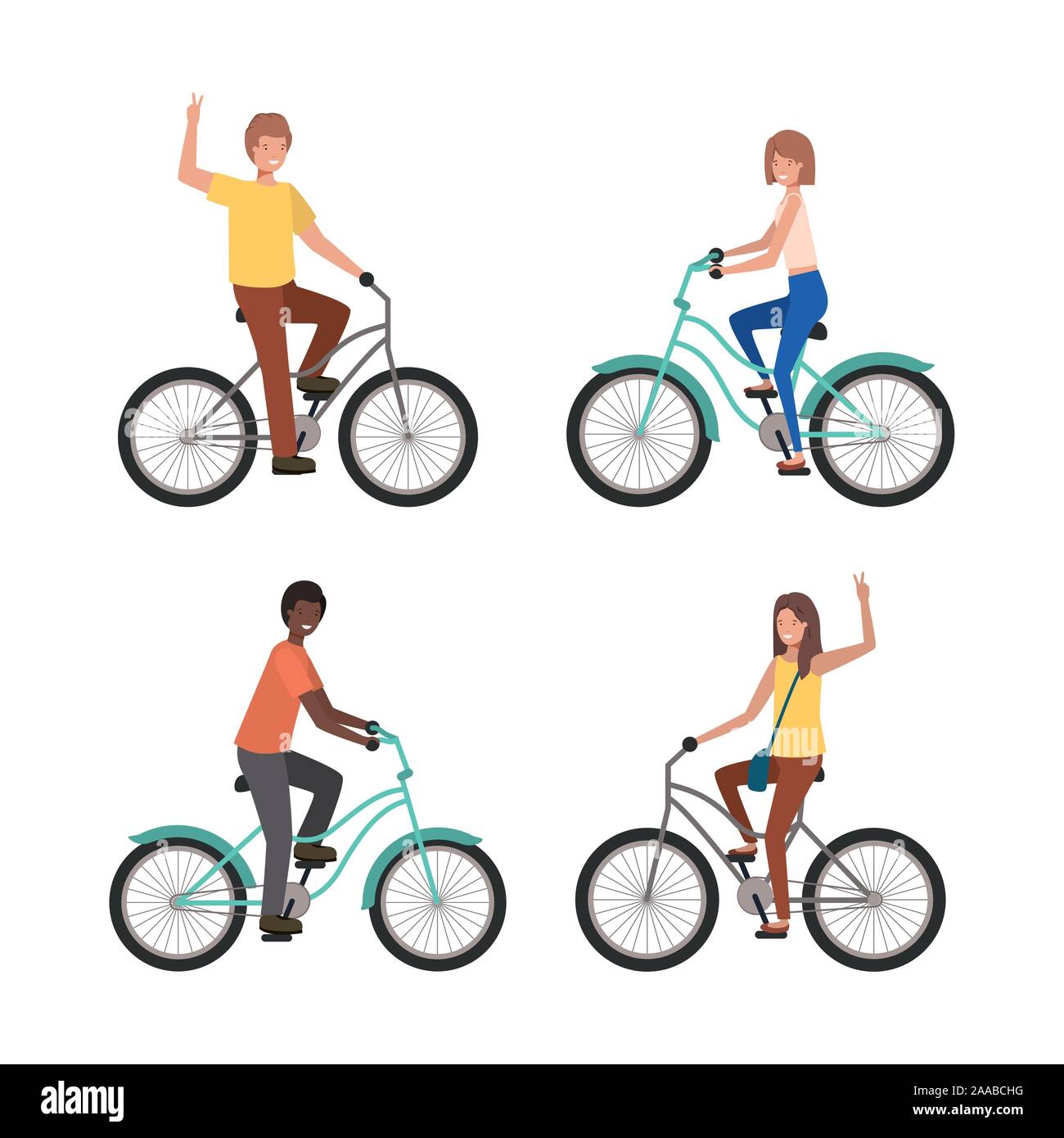 Active girl riding bicycle Cut Out Stock Images & Pictures - Alamy