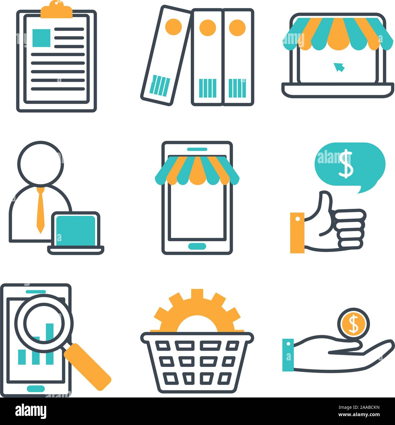 Business icons bundle flat Cut Out Stock Images & Pictures - Alamy