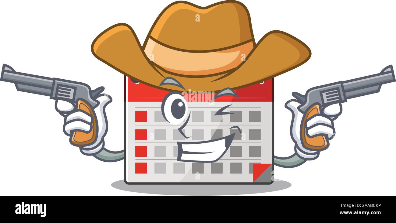 Calendar cartoon with in cowboy happy character Stock Vector Image ...