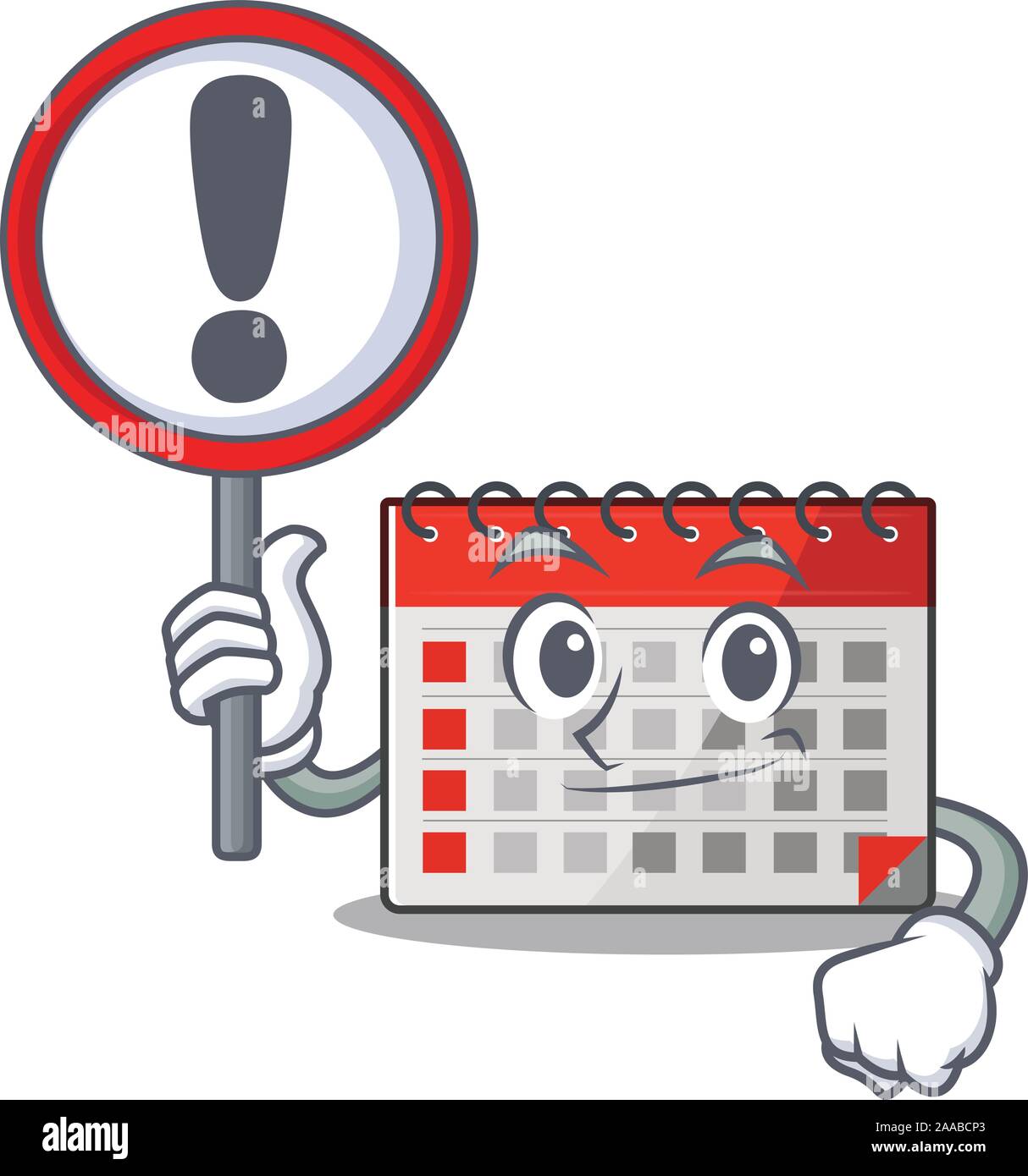 Calendar cartoon with in with sign warning happy character Stock Vector ...