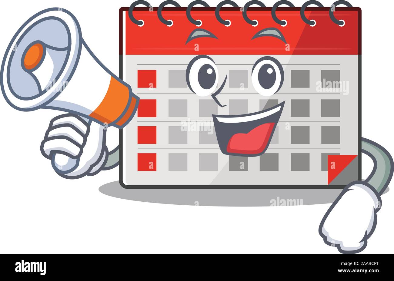 Calendar cartoon with in with holding megaphone happy character Stock ...