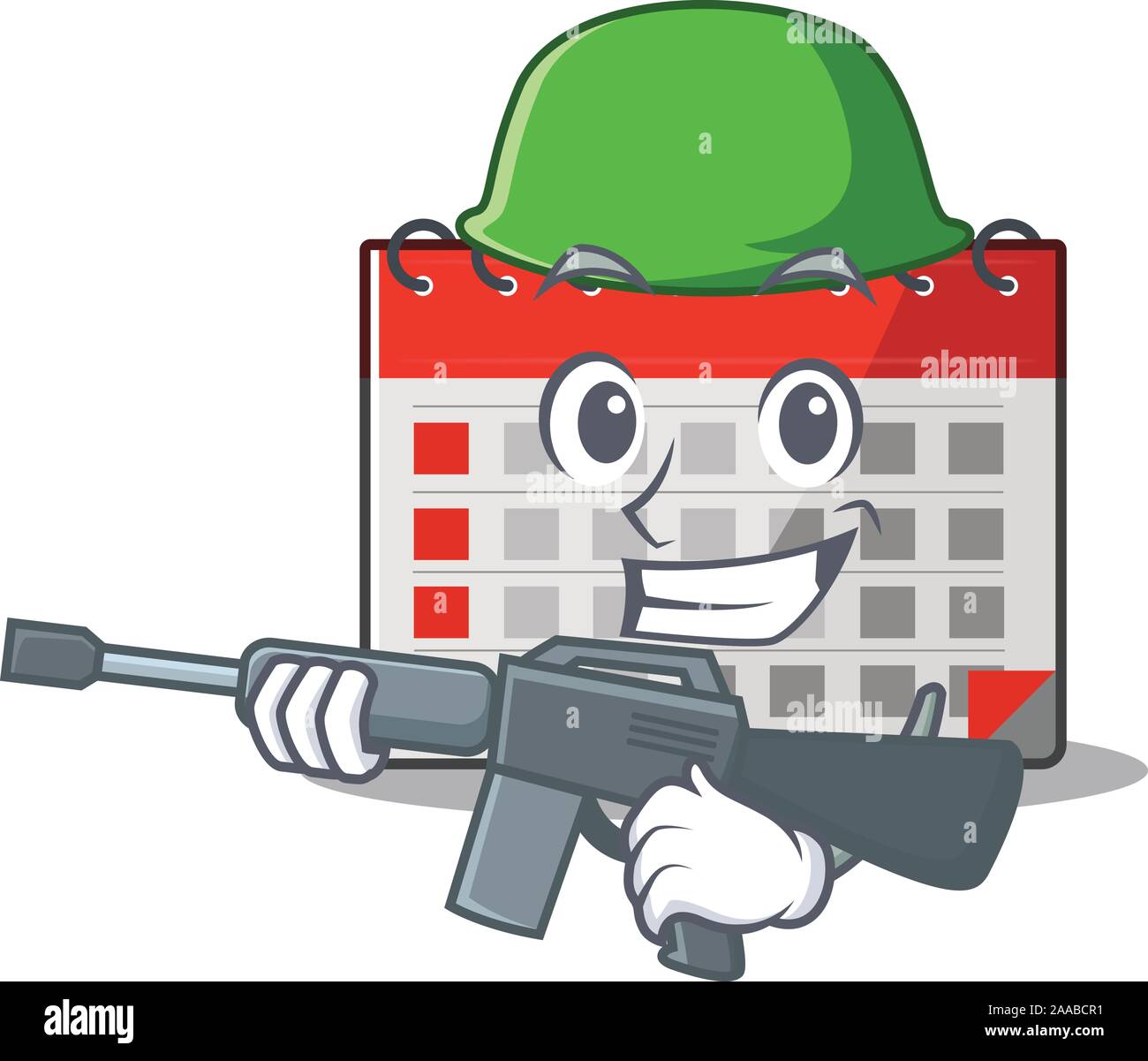 Calendar cartoon with in army happy character Stock Vector Image & Art ...