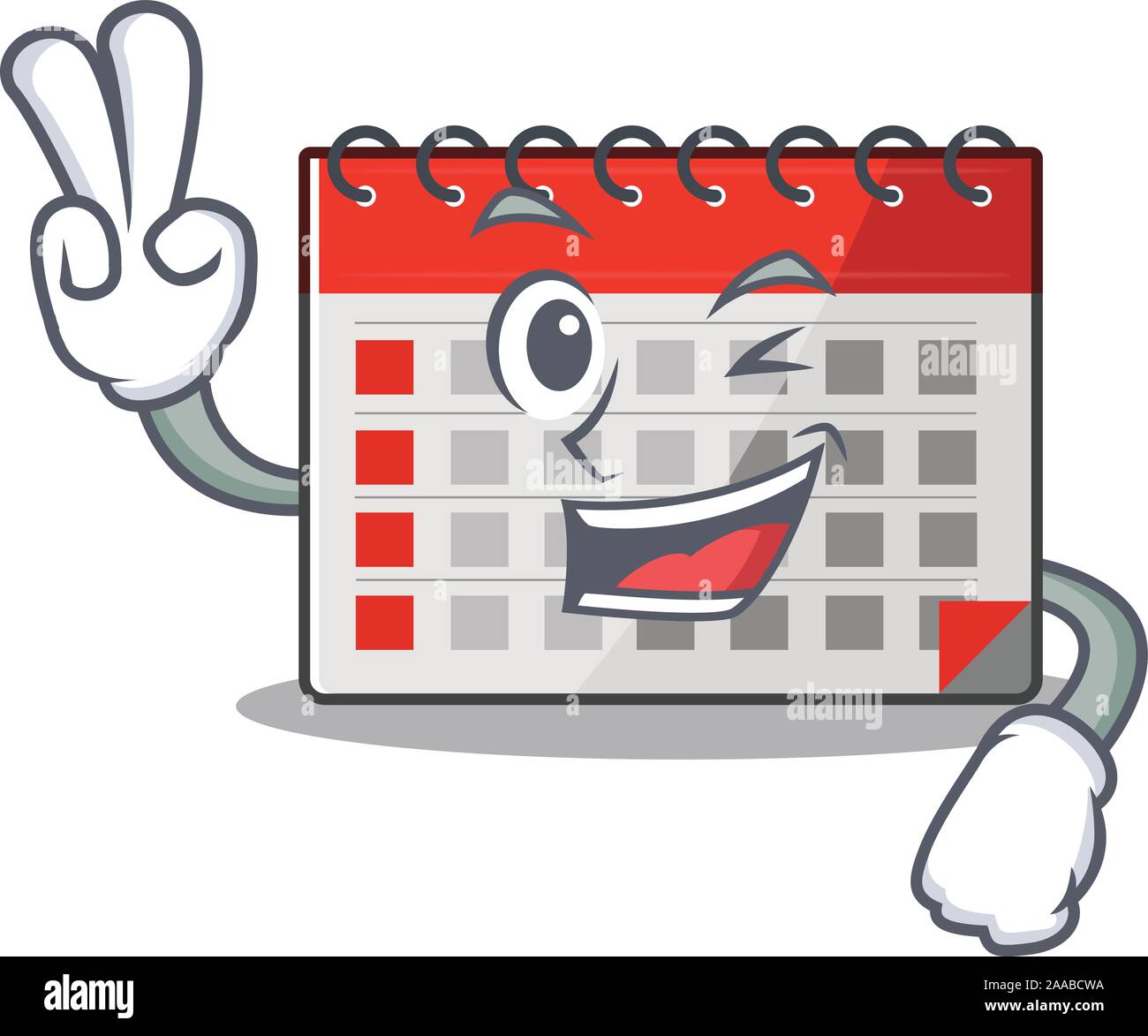 Character calendar isolated with in cartoon two finger Stock Vector ...