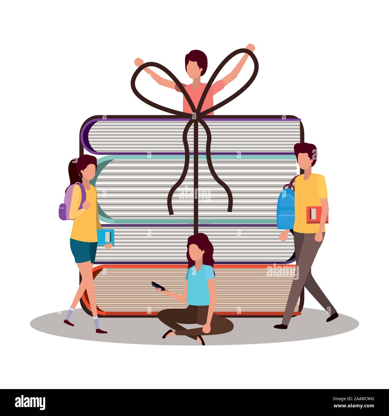 School students with books vector design Stock Vector Image & Art - Alamy