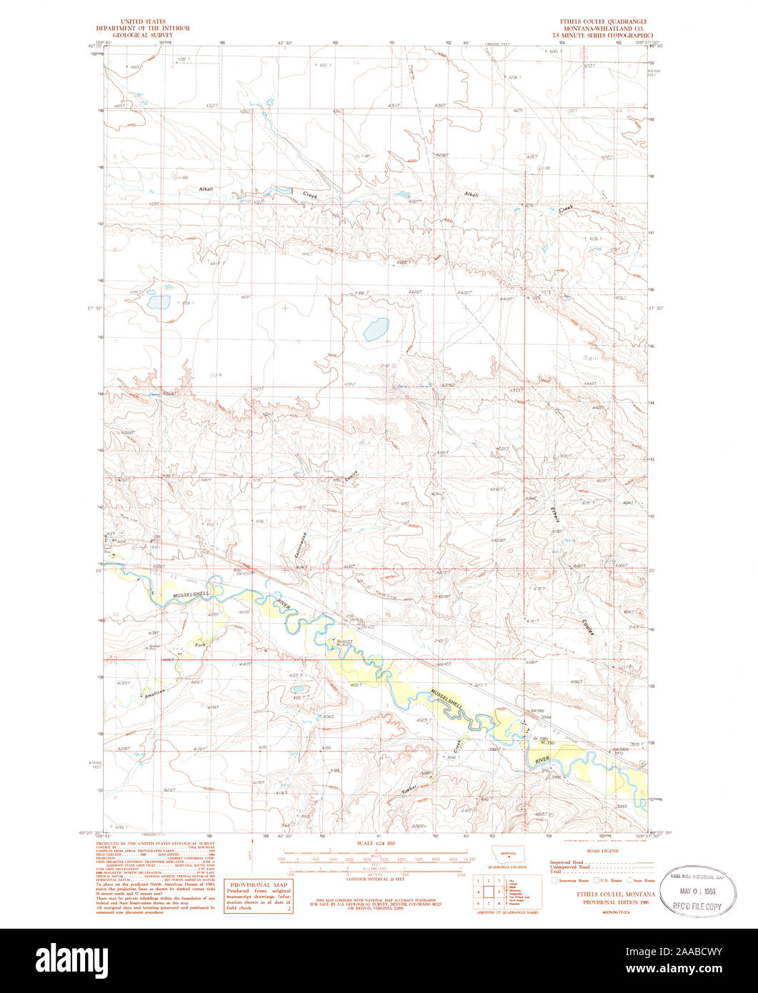 USGS TOPO Map Montana MT Ethels Coulee 263694 1986 24000 Restoration ...