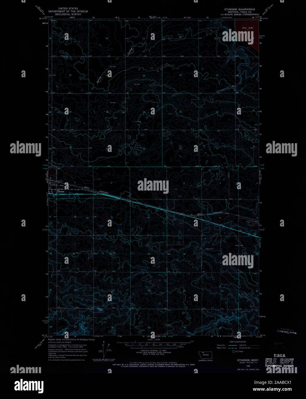 USGS TOPO Map Montana MT Ethridge 263695 1966 24000 Inverted ...
