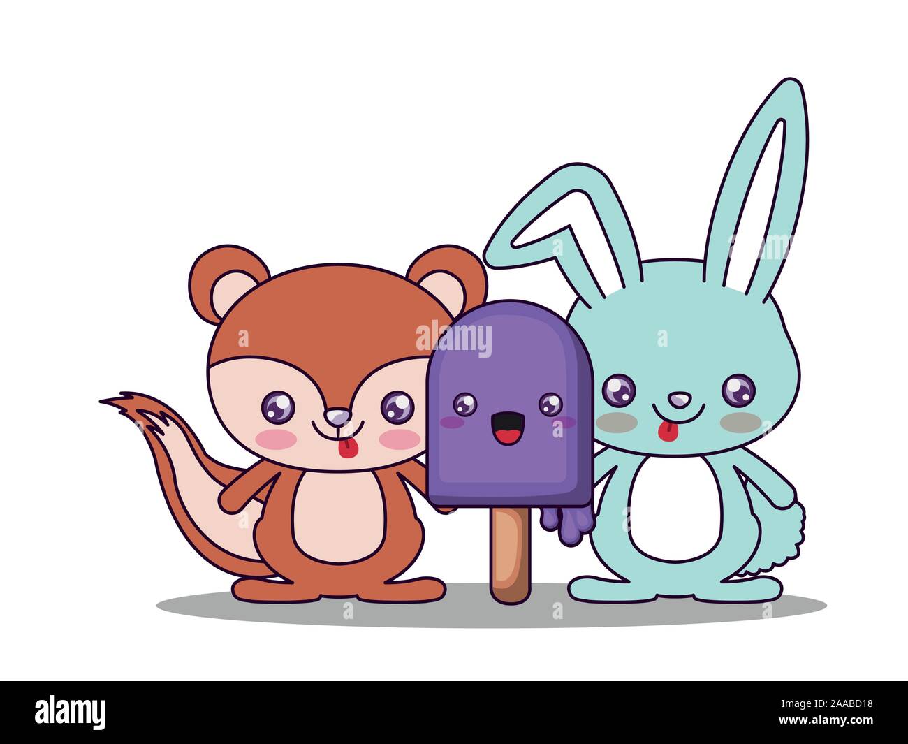 Kawaii rabbit and squirrel cartoon vector design Stock Vector Image ...