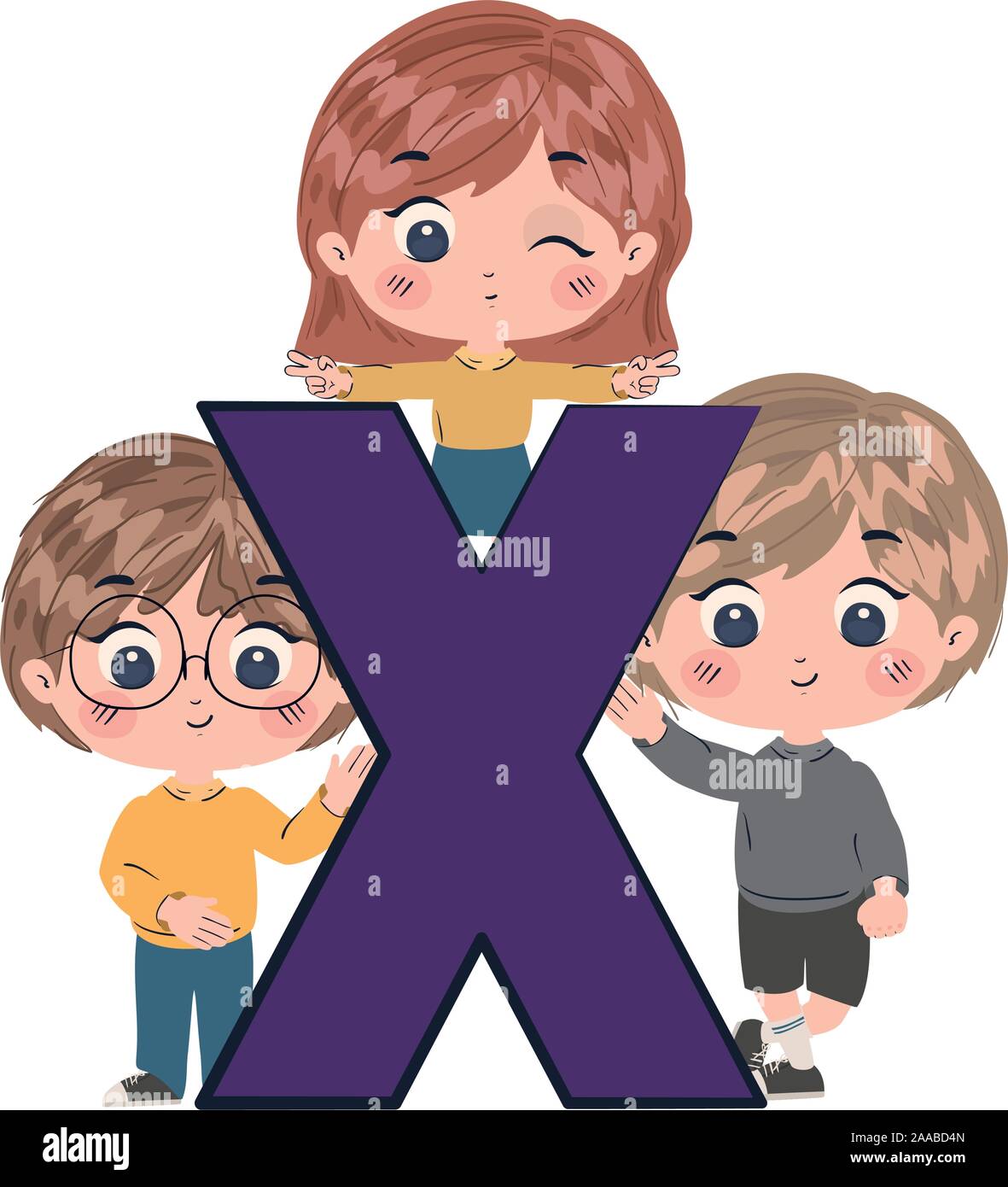 Isolated kids cartoons with alphabet letter vector design Stock Vector ...