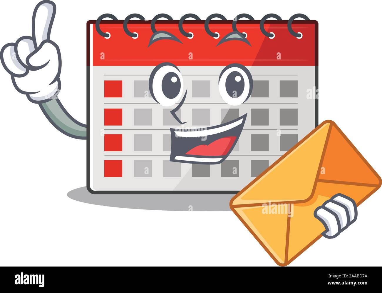 Character calendar isolated with in cartoon bring envelope Stock Vector ...