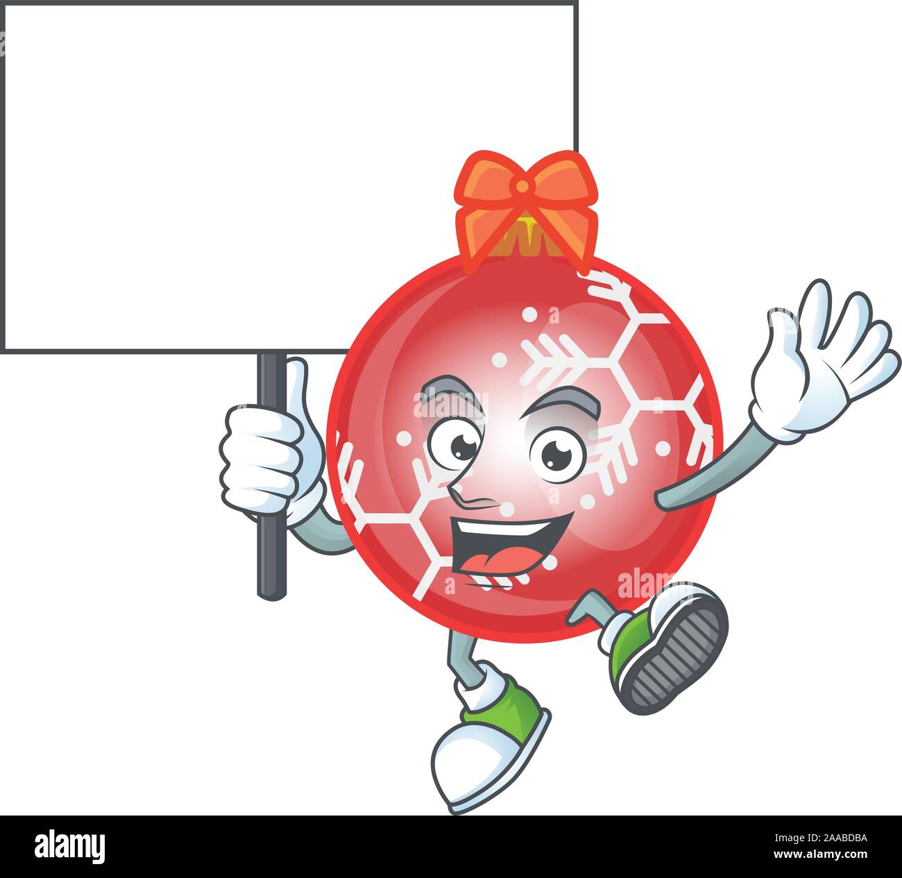 Red christmas ball cartoon with bring board mascot Stock Vector Image ...