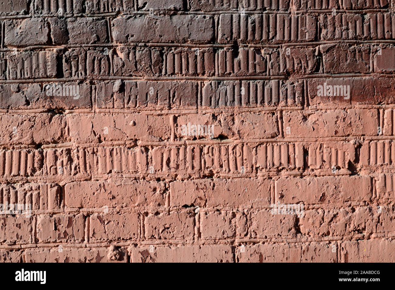 Weathered old brick wall painted brown paint. Abstract background Stock ...
