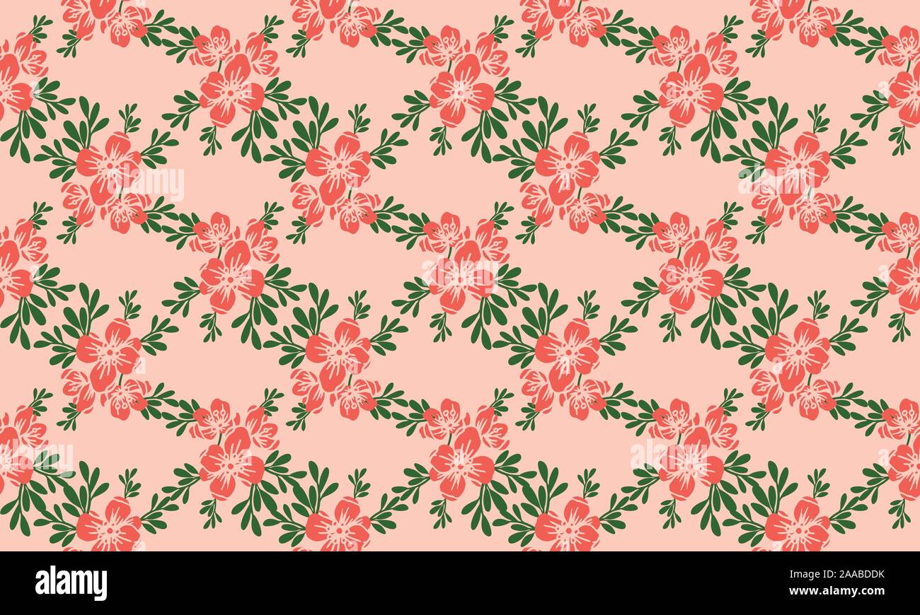 Seamless floral pattern background, with peach flower Stock Vector ...