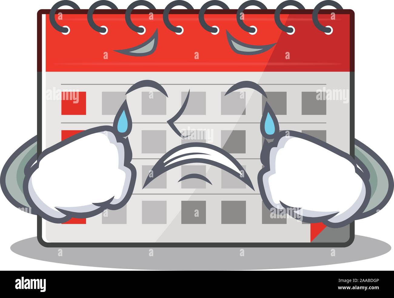 Calendar cartoon with in mascot shape crying Stock Vector Image & Art ...