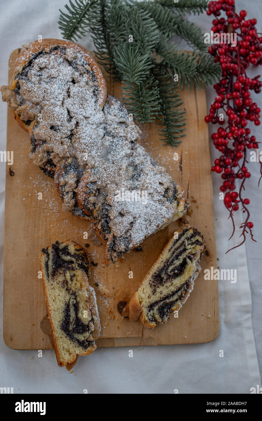 Christmas Stollen with poppy seeds Stock Photo - Alamy