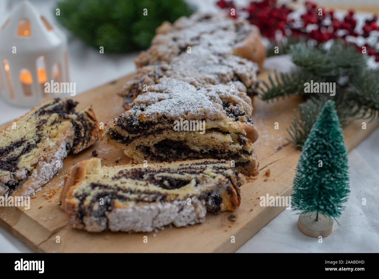 Christmas Stollen with poppy seeds Stock Photo - Alamy