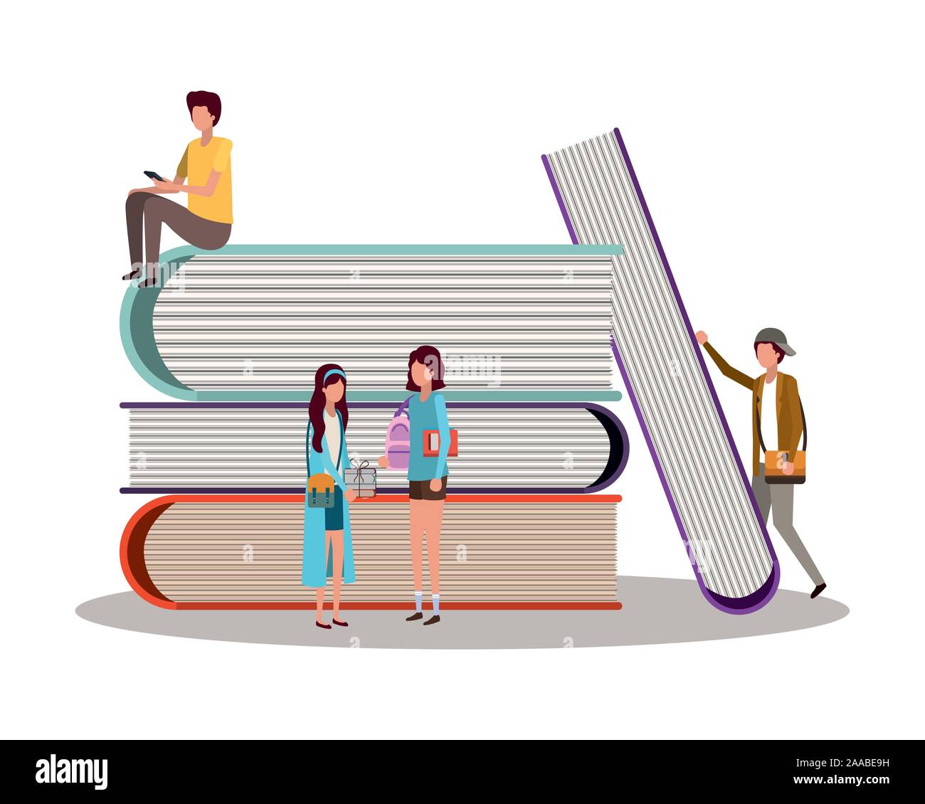 School students with books vector design Stock Vector Image & Art - Alamy