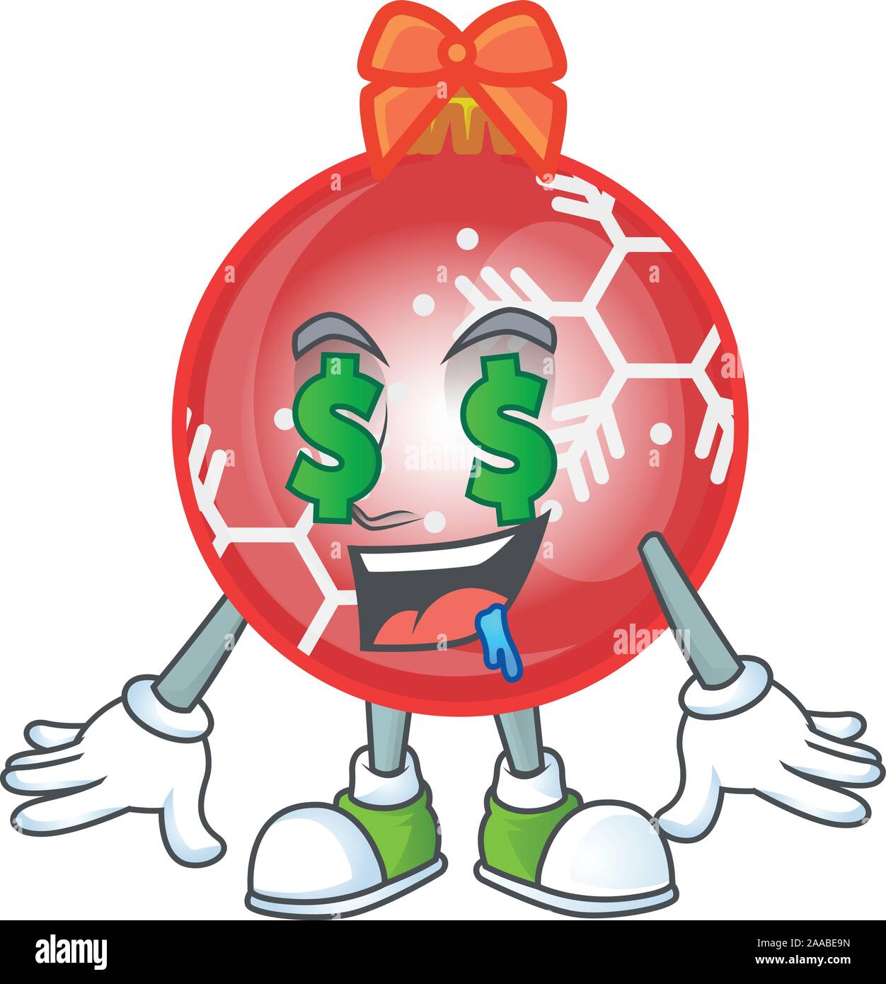 Cartoon red christmas ball with character money eye Stock Vector Image ...