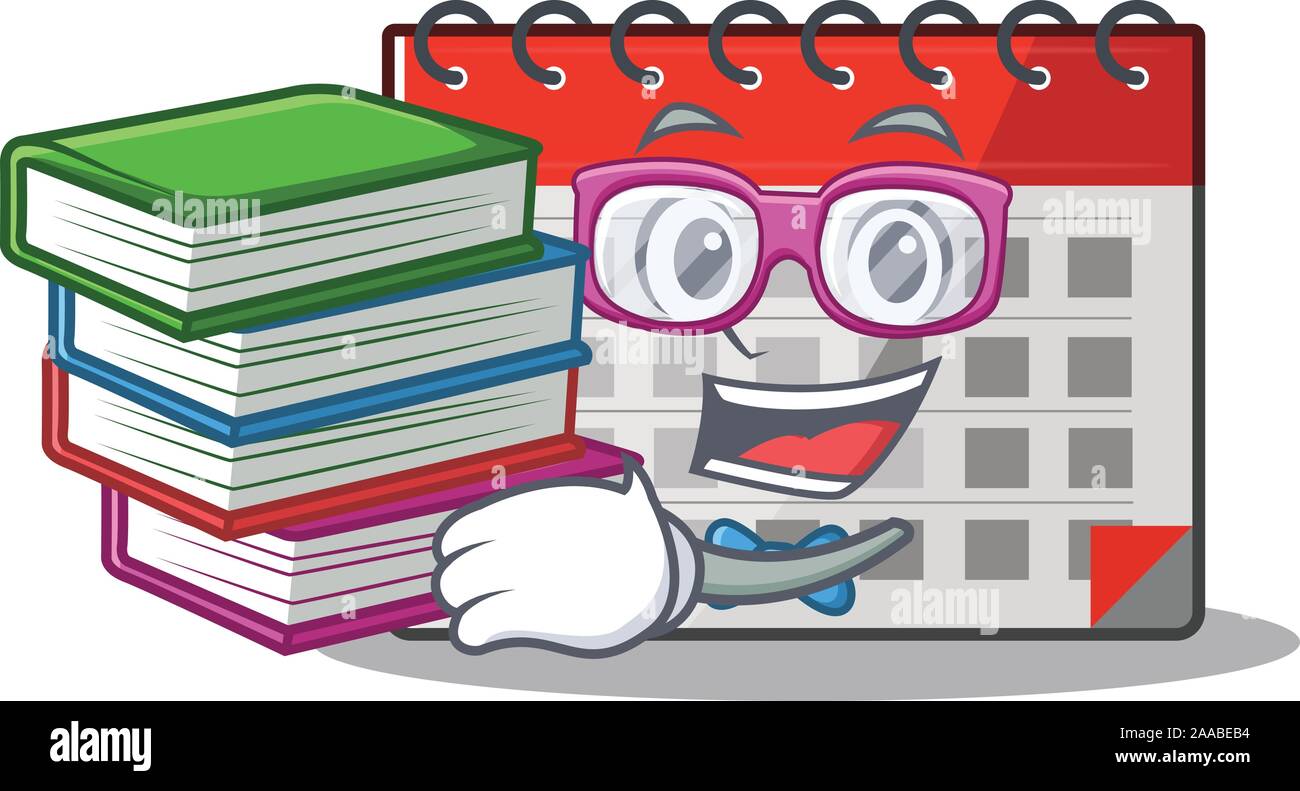Mascot calendar with the a cartoon student bring book Stock Vector ...