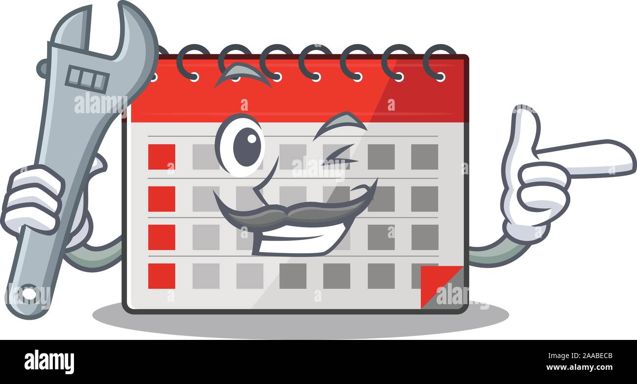 Mascot calendar with the a cartoon mechanic Stock Vector Image & Art ...