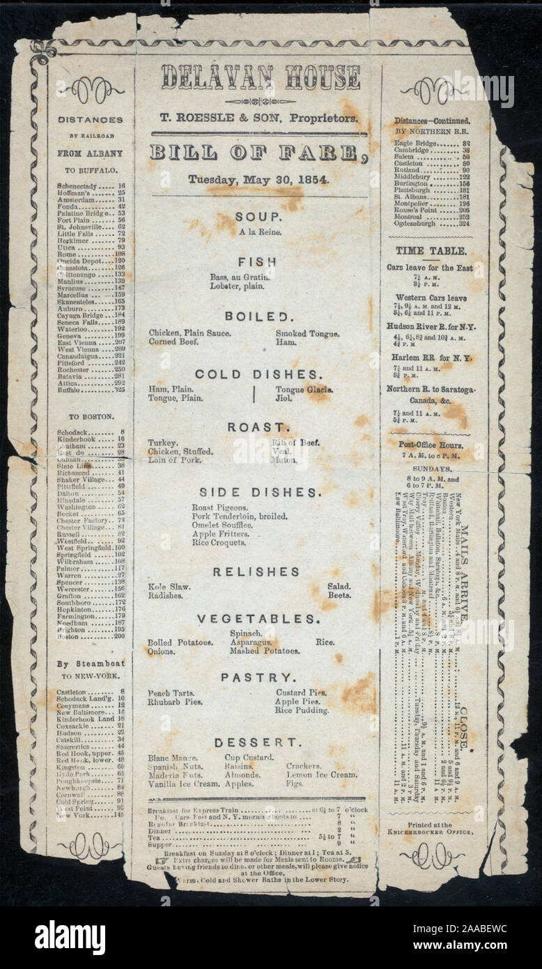 Mid 19th century menu hi-res stock photography and images - Alamy