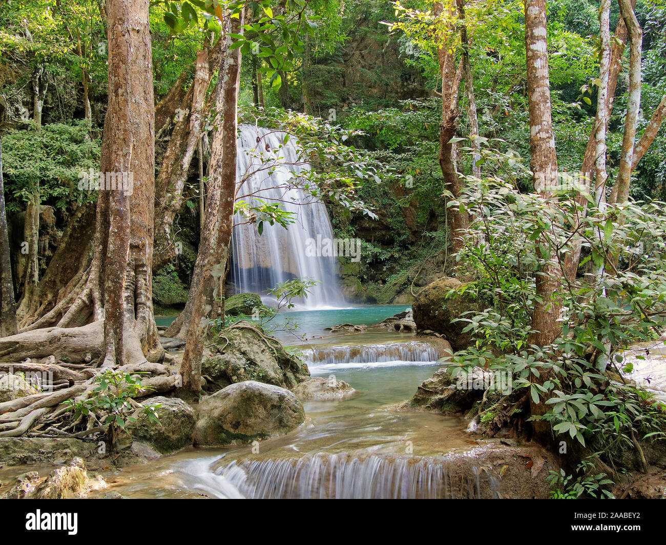 Erawan Falls, Kanchanaburi,Thailand Stock Photo - Alamy