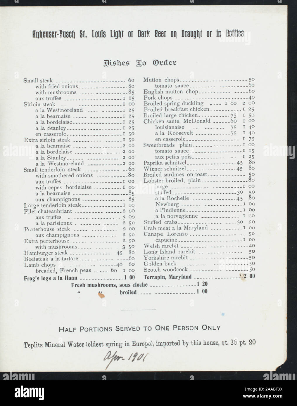PRICED MENU; ILLUSTRATION OF PARK ROW BUILDING; DAILY MENU [held by ...