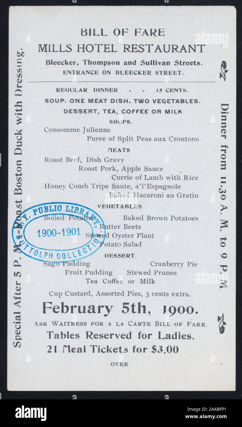 Mid 19th century menu hi-res stock photography and images - Alamy