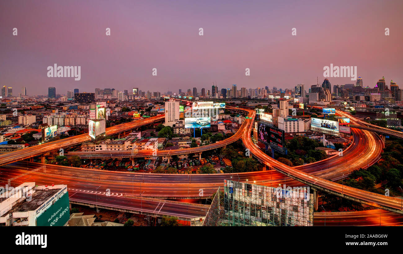 Famous Bangkok Expressway Interchange & City Skyline Stock Photo - Alamy