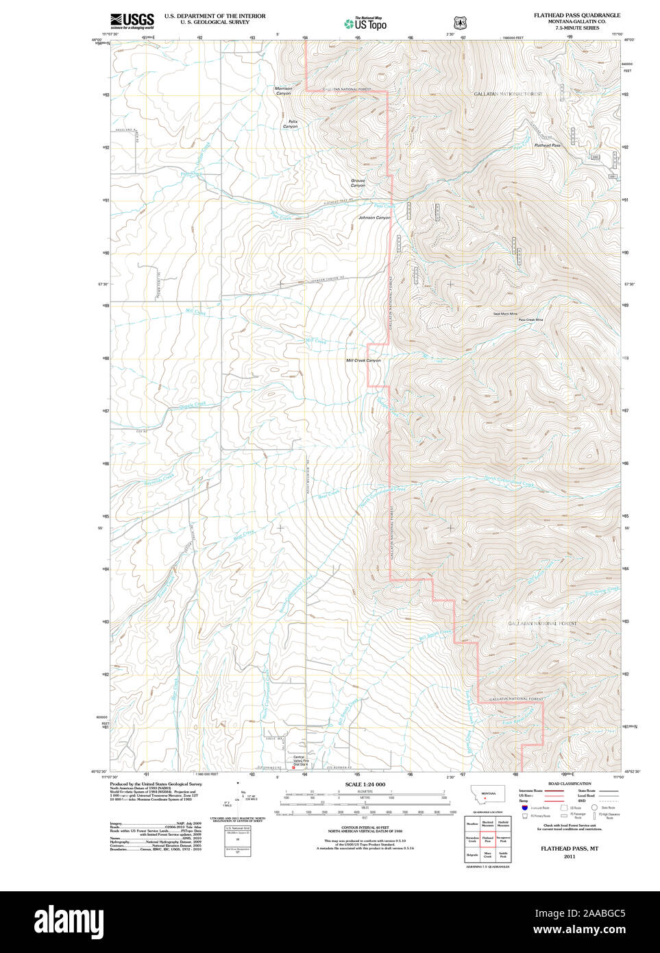 USGS TOPO Map Montana MT Flathead Pass 20110516 TM Restoration Stock ...