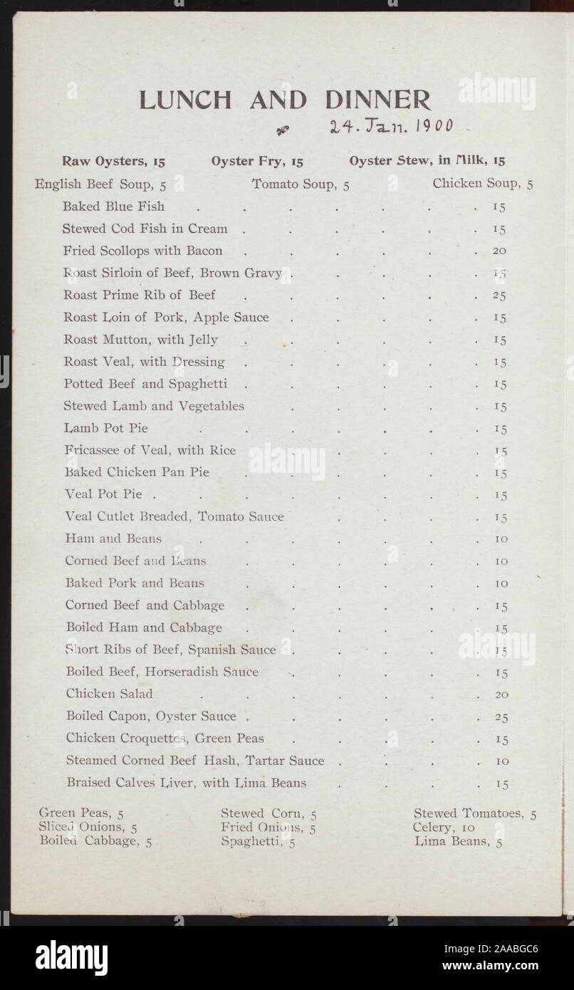 FURNISHED ROOMS AVAILABLE FOR GENTLEMEN; NO SMOKING; DAILY MENU [held ...