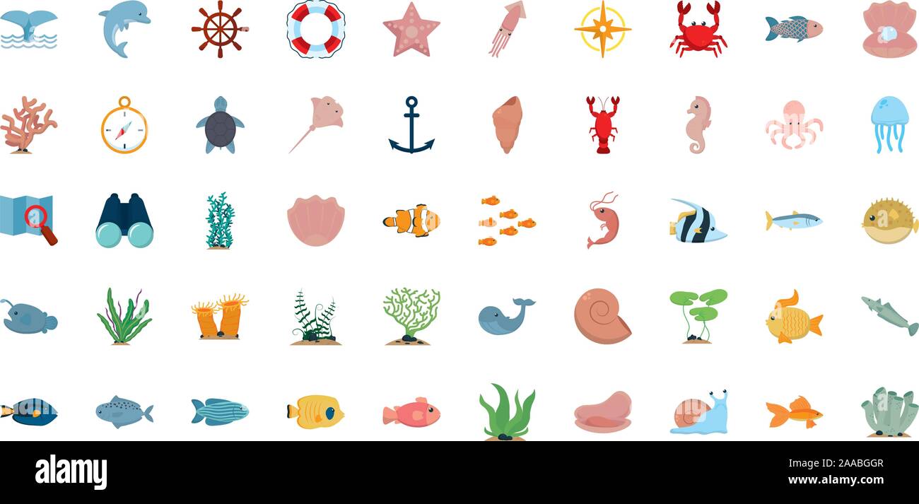 Isolated sea icon set vector design Stock Vector Image & Art - Alamy