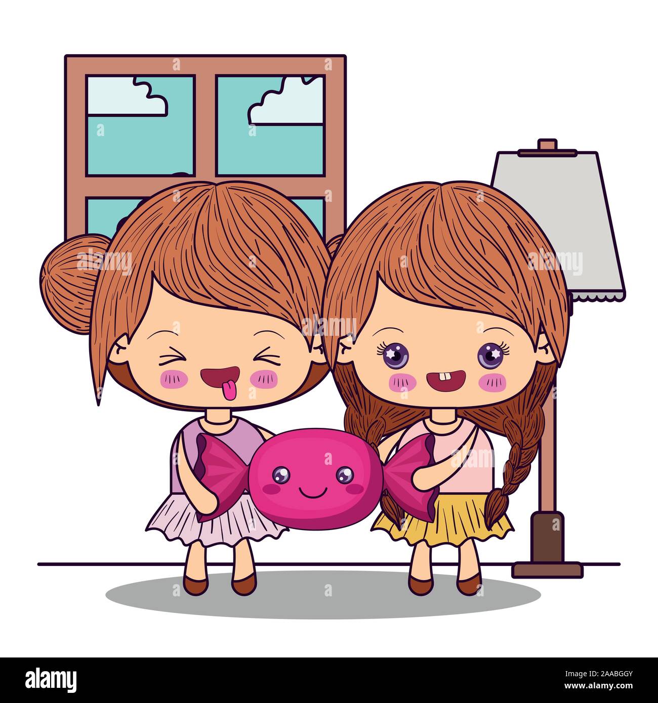 Kawaii girls cartoons vector design Stock Vector Image & Art - Alamy
