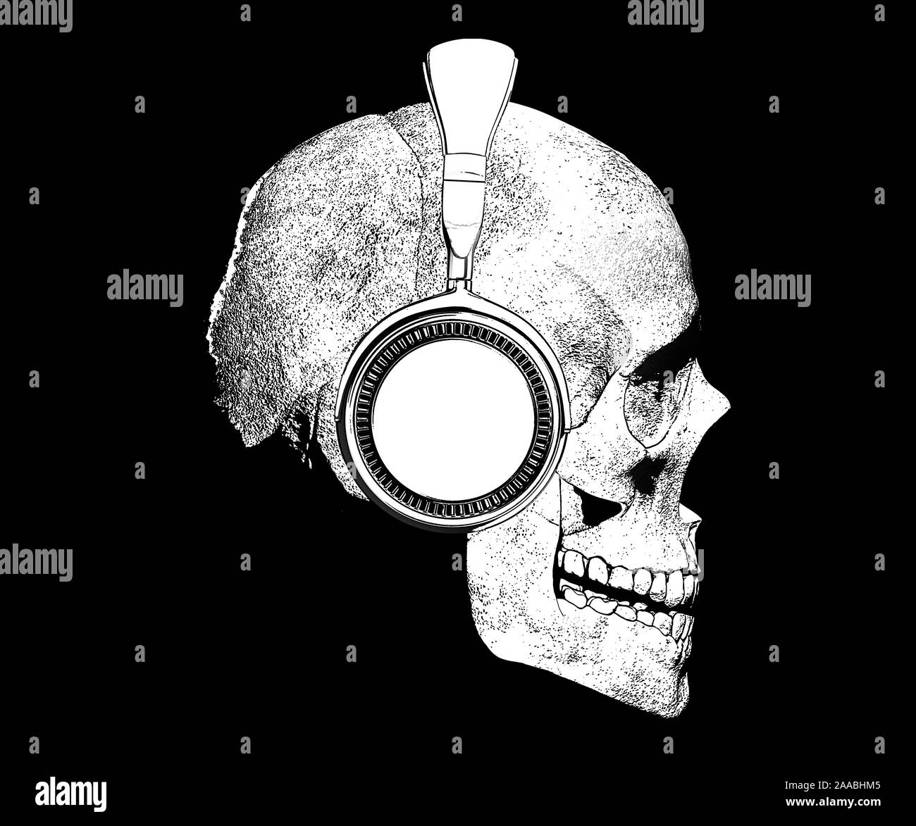 Human skull with headphones hi-res stock photography and images - Alamy
