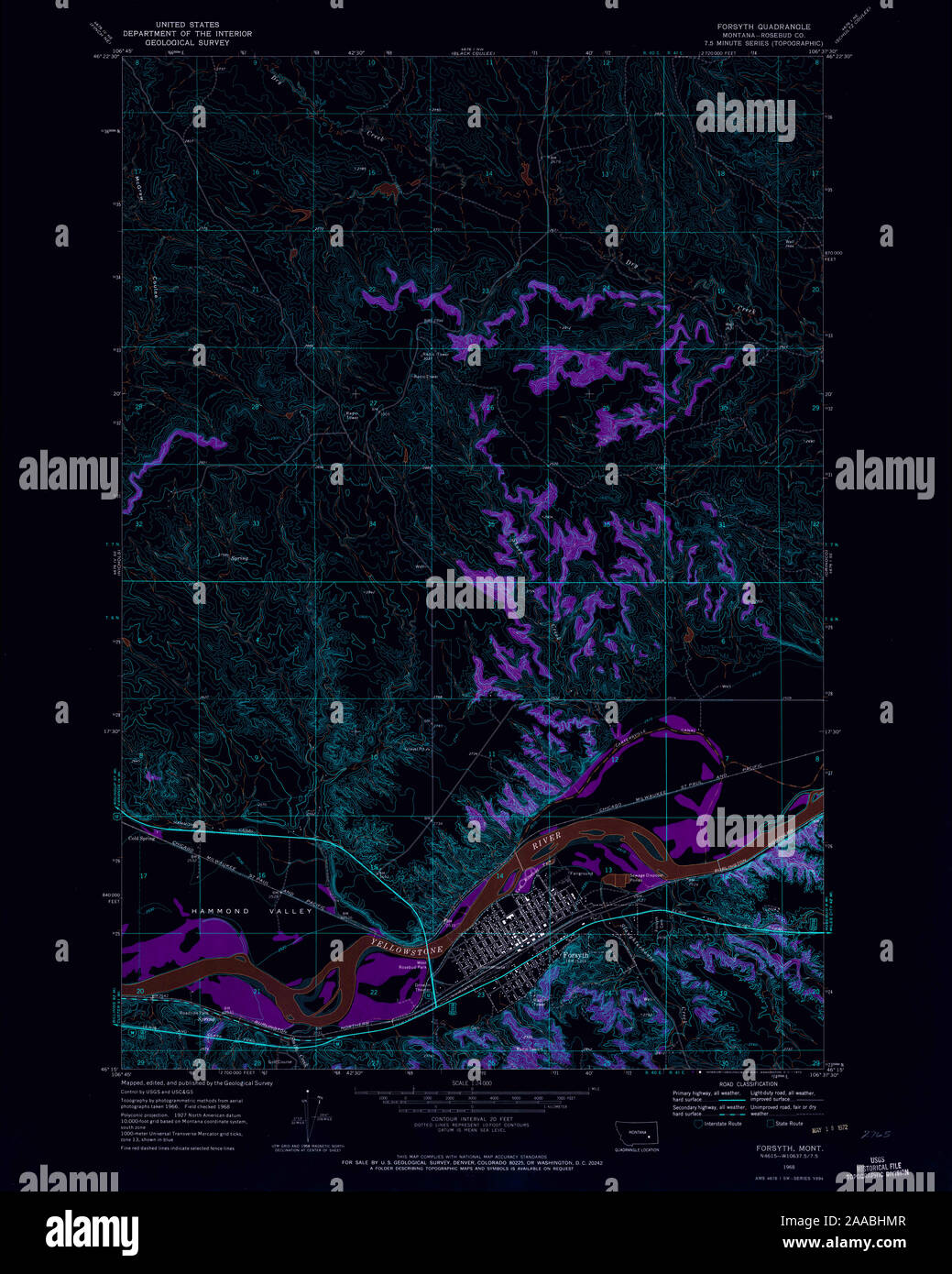Map of forsyth montana hi-res stock photography and images - Alamy