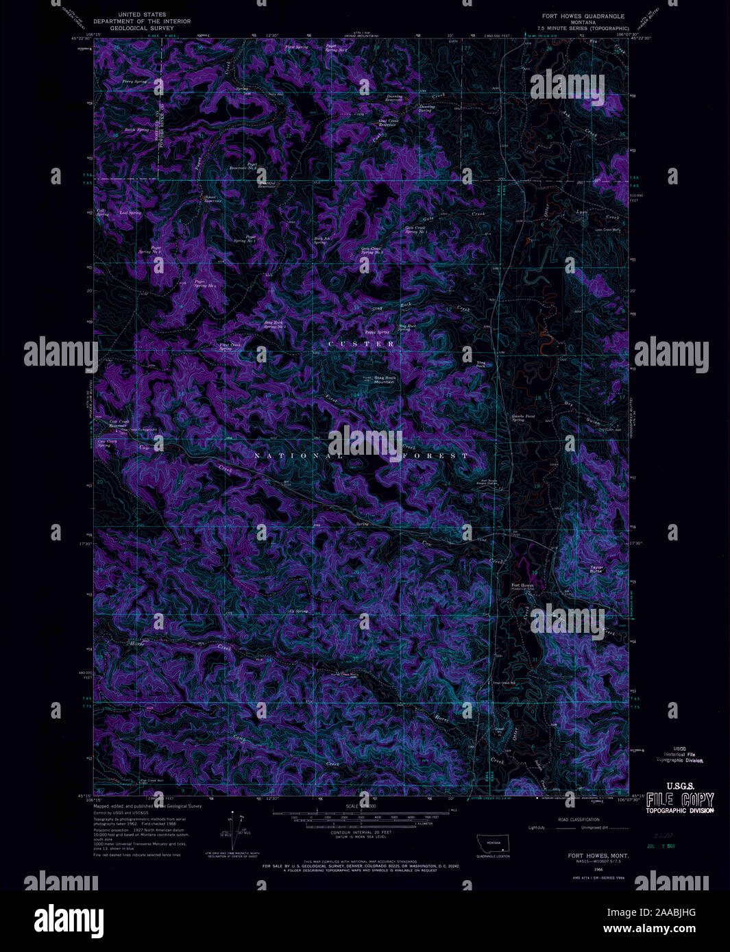 USGS TOPO Map Montana MT Fort Howes 263853 1966 24000 Inverted ...