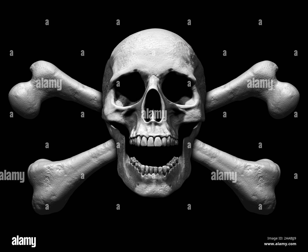 Skull and crossbones illustration isolated in background - 3d render ...