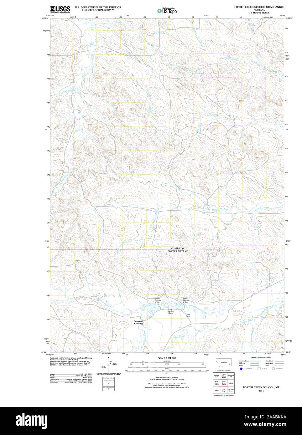 USGS TOPO Map Montana MT Foster Creek School 20110523 TM Restoration ...