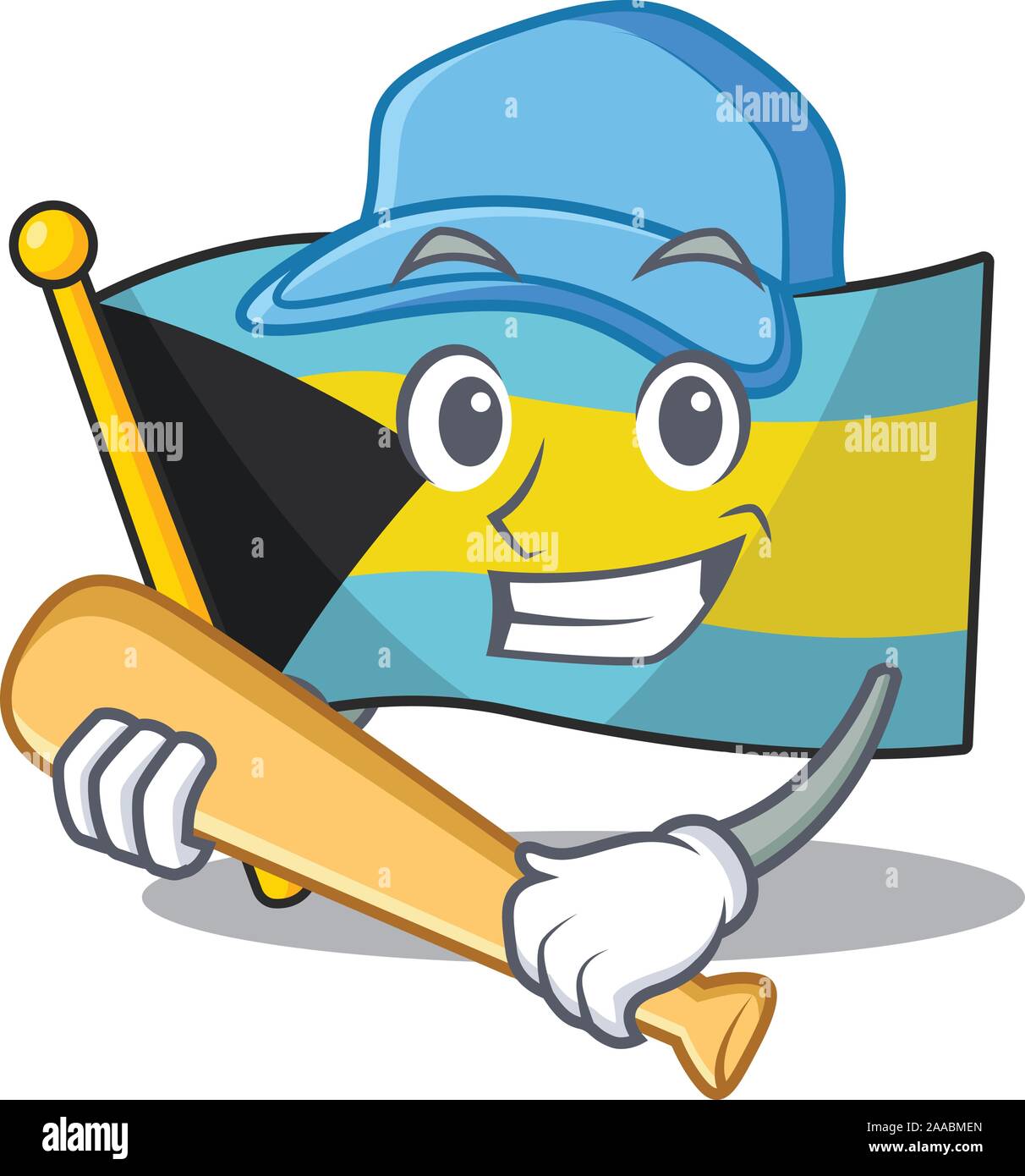 Flag bahamas cartoon with in playing baseball character Stock Vector ...