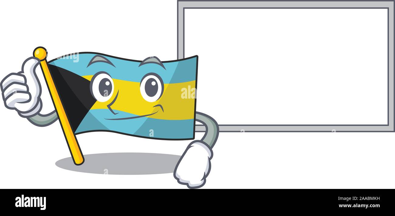 Flag bahamas cartoon with in thumbs up with board character Stock ...