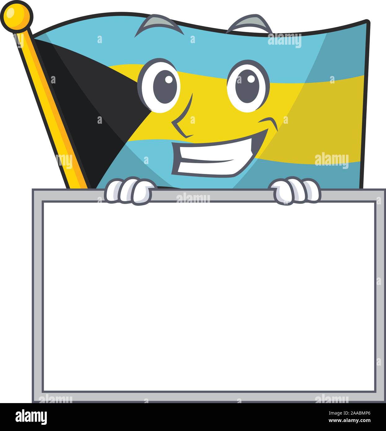 Flag bahamas cartoon with in grinning with board character Stock Vector ...