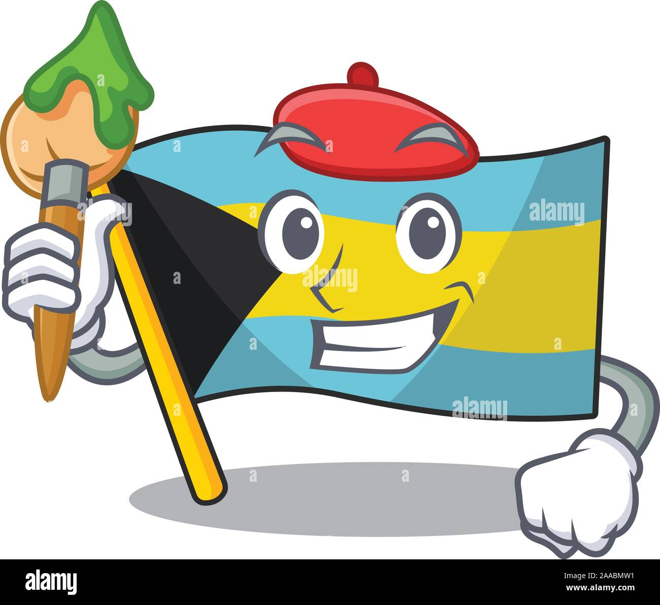 Flag bahamas cartoon with in painter character Stock Vector Image & Art ...
