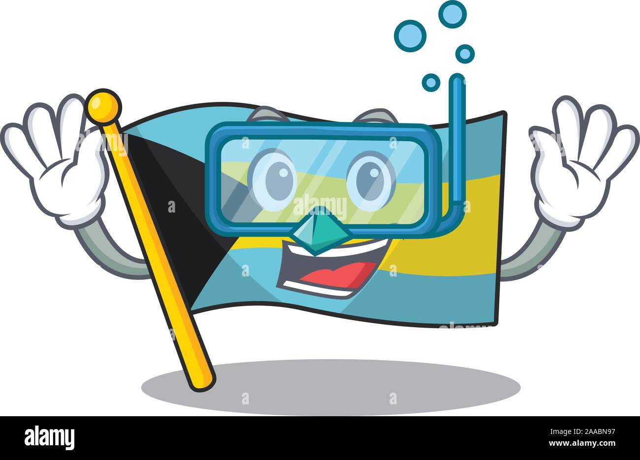 Cartoon flag bahamas isolated in happy diving Stock Vector Image & Art ...