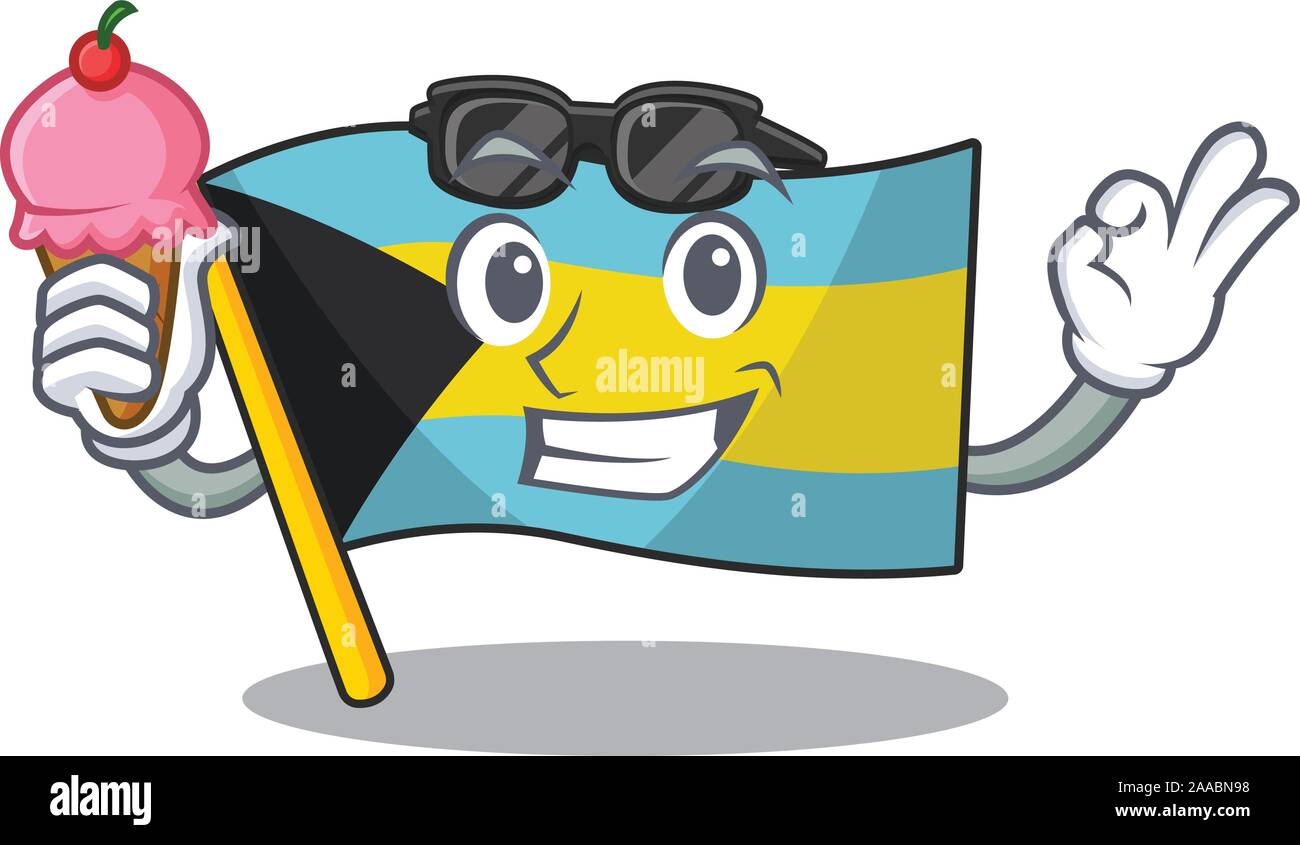 Cartoon flag bahamas isolated in happy with ice cream Stock Vector ...