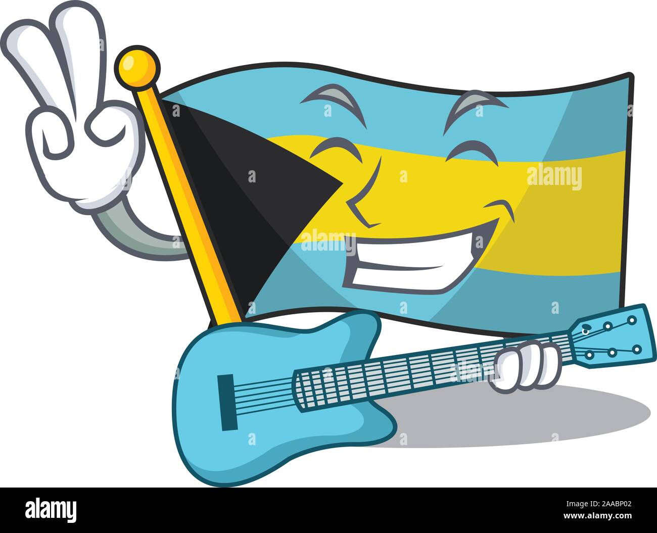 Flag bahamas cartoon with in with guitar character Stock Vector Image ...