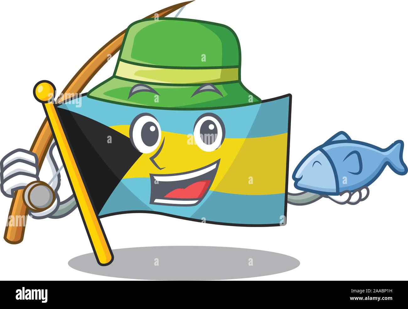 Flag bahamas cartoon with in fishing character Stock Vector Image & Art ...
